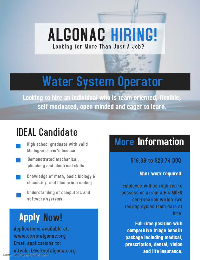 The Official Website of the City of Algonac Michigan - Current Job Postings
